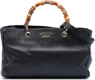 Gucci Black Medium Calfskin Bamboo Shopper Satchel