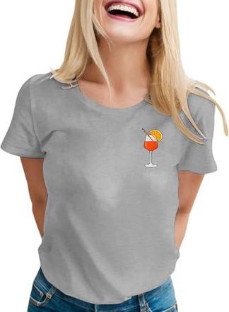 Generic T-shirt d&eacute;contract&eacute; pour femme avec col rond et imprim&eacute;, manches courtes, gris, 3XL