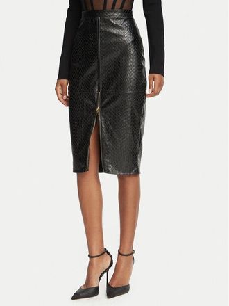 Elisabetta Franchi Rock aus Kunstleder GO-244-67E2-V440 Schwarz Fitted Fit