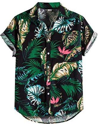 Generic Chemise en coton et lin pour homme, chemisier dentra&icirc;nement ethnique, manches courtes, d&eacute;contract&eacute;es, chemises l&eacute;g&egrave;res pour hommes, Vert, XXL