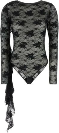 Os&eacute;ree Femme, Tops, Noir, Taille: 42 FR Soft Lace Volant Sleeves Body