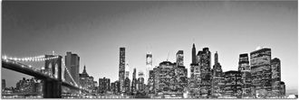 Paul Sinus Art Leinwandfoto als Panorama SCHWARZ/WEISS 120x40cm New York Manhattan Skyline Wasser