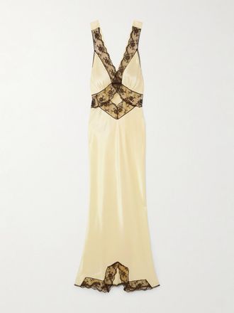 Sir. Willa Maxikleid Aus Seide Mit Spitzenbesätzen Und Cut-out - Gelb