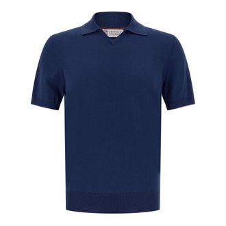 Brunello Cucinelli Homme, Tops, Bleu, Taille: 2XL Polo en Coton L&eacute;ger