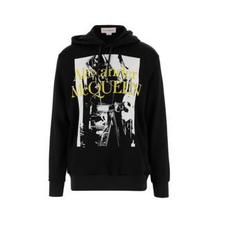Alexander McQueen Schwarzer Hoodie mit Gelbem Logo - - Sweatshirts & Hoodies - Herren - Schwarzk - S