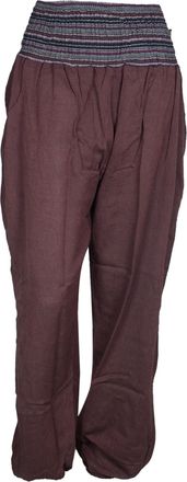 vishes Alternative Bekleidung - Leichte Damen Chino Haremshose mit dehnbarem Bund Taschen braun