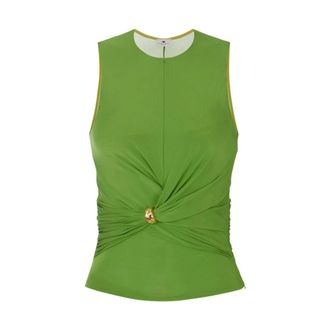 Elisabetta Franchi Jersey-Top mit Schmuckdetail - - Tops - Damen - Gr&uuml;n - S