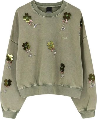 Pinko Pinko, Femme, Sweatshirts et sweats &agrave; capuche, Vert, Taille: 38 FR Kikoine Maglia