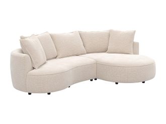Vente-Unique Ecksofa rechts - Chenille-Stoff - Beige - CEPRANO von Maison C&eacute;phy