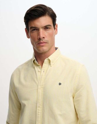 Superdry Chemise Oxford ray&eacute;e style preppy &agrave; manches longues - Citron-Jaune