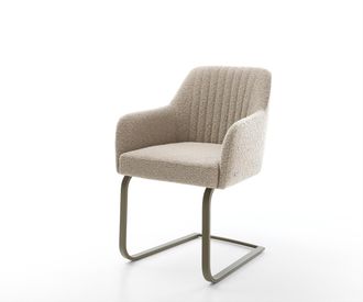 DELIFE Freischwinger Greg-Flex Boucl&eacute; Schlamm Freischwinger flach Effektfinish Titan Taschenfederkern, Esszimmerst&uuml;hle