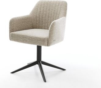 DELIFE Drehstuhl Greg-Flex Webstoff Soft Beige Fu&szlig;kreuz Schwarz 360&deg; drehbar Wippfunktion Taschenfederkern, Esszimmerst&uuml;hle