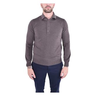 KANGRA Buttonless Knit Polo - - Tops - Herren - Braun - M