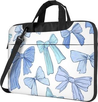 Generic Sacoche pour ordinateur portable de 15,6 avec bandouli&egrave;re - Motif noeuds bleus - Housse de protection antichoc pour ordinateur portable de 15,6 - Pour