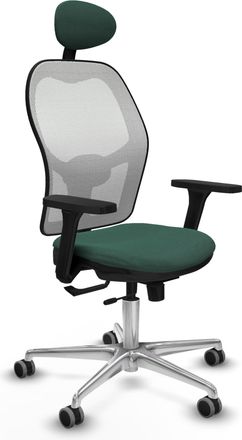 Piqueras y Crespo Ergonomischer Arbeitsstuhl mit 3D-Armen, h&ouml;henverstellbarer Lendenwirbelst&uuml;tze und festem Kopfteil, ausgestattet mit Syncro/Traslack und injiziertem S