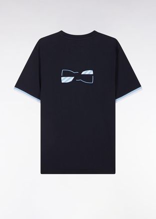 Eden Park T-shirt En Coton Marine Broderie Noeud Papillon Coupe Droite