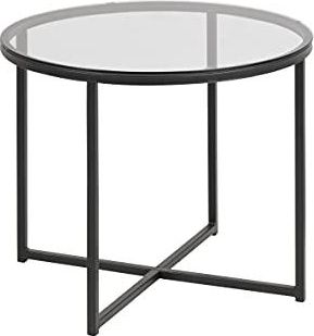 AC Design Furniture Gurli Rund Beistelltisch, B: 55 x T: 55 x H: 45 cm, Klar/Schwarz, Glas/Metall, 1 Stk
