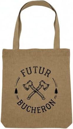 Fabulous Sac Shopping Tote Bag Aspect Lin - Futur B&ucirc;cheron For&ecirc;t M&eacute;tier Manuel - Sac de Courses Toile Epaisse 360g Beige Naturel Cabas Port&eacute; Epaule Solide Impr