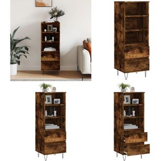 vidaXL Vidaxl - Buffet haut Ch&ecirc;ne fum&eacute; 40x36x110 cm Bois ding&eacute;nierie - Buffet Design Industriel - Meuble Rangement - Buffet Cuisine - Buffet Salon