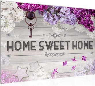 Runa Art Bild Home Sweet Home Modern Wandbilder Schlafzimmer Wohnzimmer 1 Teilig - Made In Germany - Flieder Violett Lila Flur 503715a