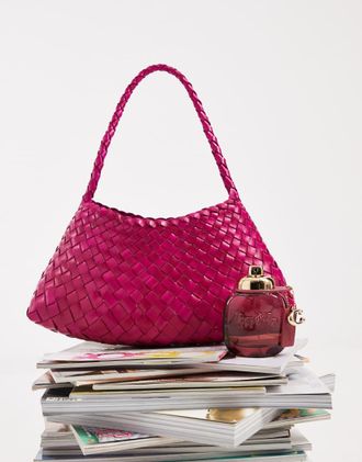 Dragon Diffusion Rosanna - Sac port&eacute; &eacute;paule en cuir tress&eacute; - Rose fuchsia