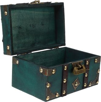 Soimiss Vintage Holz Schatztruhe mit Schloss Dekorative Holzbox f&uuml;r Schmuck und Kleinteile Sichere Aufbewahrungskiste f&uuml;r Schmuck Uhren als Piraten Truhe und 