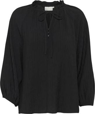 Kaffe Womens Blouse V-Notch Neck Buttons Regular Fit 3/4 Sleeves Hip Length