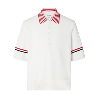 Thom Browne Segelboot Jersey Stich RWB Streifen Rugby Poloshirt - - Tops - Herren - Wei&szlig; - S