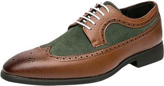 Generic Chaussures habill&eacute;es &agrave; lacets classiques pour homme - Bout pointu - En cuir Oxford - Talon bloc - Antid&eacute;rapantes - Grande taille - Confortables - Pour
