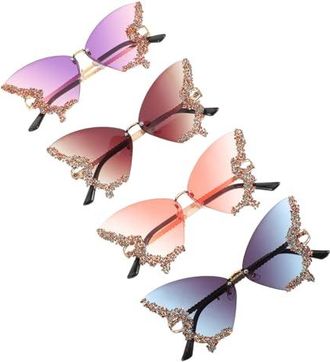 BESPORTBLE 4 Pièces de Soleil Rétro Sans Monture avec Protection Uv Accessoires Mode pour Femmes et Tenues Décontractées