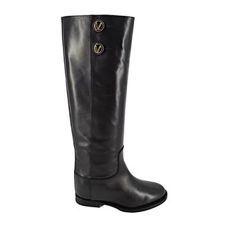 Via Roma 15 Braune Lederstiefel mit Knopfdetails - - Shoes - Damen - Braun - 37 1/2 EU