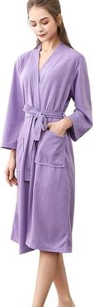 Generic Peignoir en Waffle Extra Long pour Femme - Peignoir L&eacute;ger pour Femme Taille Plus - V&ecirc;tement de D&eacute;tente en Peluche pour Hiver, Robe de Matin dHiver, Se