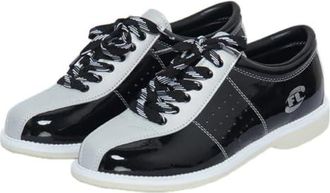 Generic Chaussures De Bowling Confortables pour Hommes, Cuir Style Athl&eacute;tique Bowls Baskets pour Melons Lace-Up Comfy Walk Trainers,Noir,45 EU