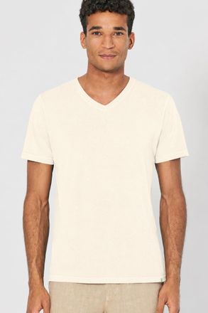 Hempage Hempage Herren vegan T-Shirt V-Ausschnitt Slim Fit Off White