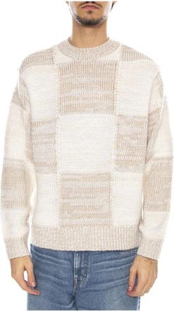 Obey Homme, Pulls, Gris, Taille: XL Pull en maille crochet&eacute;e &agrave; texture &agrave; carreaux larges