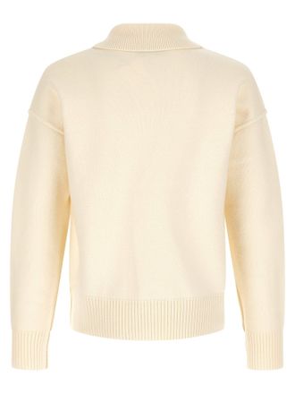 Ami Logo-Intarsia Wool Polo - Cream