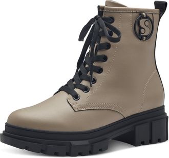 s.Oliver Damen Stiefeletten ohne Absatz zum Schnüren Vegan, Braun (Taupe), 39 EU