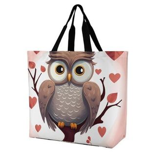 Generic Amoureux Des Hibous1 Sac A Main Femme R&eacute;utilisable Tote Bag Imperm&eacute;able Sac Fourre Tout Pour Plage Travail Shopping