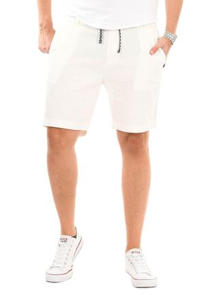 Indicode Herren Shorts (S-5XL) - Leichte Sommerhose aus Leinen-Baumwoll-Mix, Atmungsaktiv, Tunnelzug, 4 Taschen, Bequeme Freizeithose, Kurze Hose Herren - B794