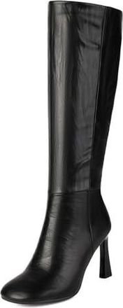 Generic Bottes montantes confortables à bout rond pour femme avec fermeture éclair latérale pour fête de danse ou banquet, Noir, 39.5 EU