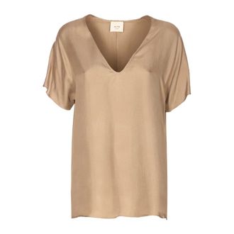 Alysi Femme, Blouses et Chemises, Brun, Taille: 36 FR Blusa Twill Enzimato Regular