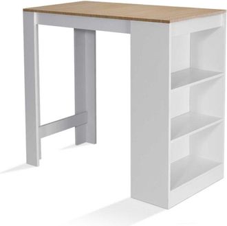 IDMarket Bartisch BARTH 2 bis 4 Personen wei&szlig;es Holz Buchenholzplatte