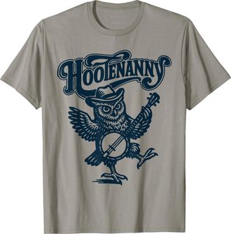 Giant Step Design Co. Hootenanny! Funny Banjo Owl Country Bluegrass Cottagecore T-Shirt