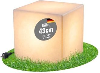 8 Seasons design LED Würfel 43 cm, Shining Cube (grey), E27, Leuchtmittel warmweiß - wetterfest - Leuchtwürfel für außen (Garten, Terrasse, Balkon) und innen - 