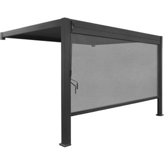 Sweeek Pergola bioclimatique aluminium adoss&eacute;e 4x3m + 1 store 4m anthracite Triomphe