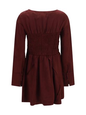 Ganni Womens Long-Sleeve Satin Mini Dress Port Royale Acetate; Polyester
