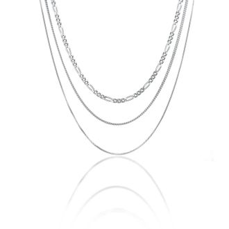 Kuzzoi Halsketten - Halskette Basic Gliederketten 3er Set 925 Sterling - Gr. unisize - in Silber - f&uuml;r Damen