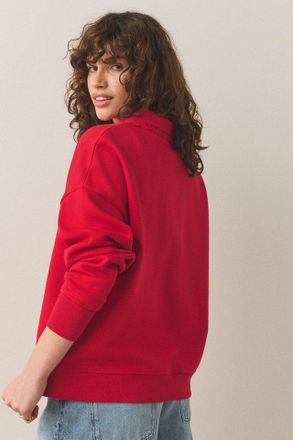 Next Sweater Lang&auml;rmeliges Sweatshirt mit R&uuml;schenkragen (1-tlg)