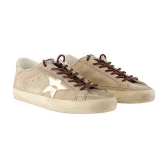 Golden Goose Mens Super Star Sneakers - Golden Goose Deluxe Brand Leather Beige Shoes