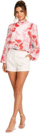 Ted Baker Bluse f&uuml;r Damen, Hoch geschnitten, leger, Ballon&auml;rmel (Elfenbein)